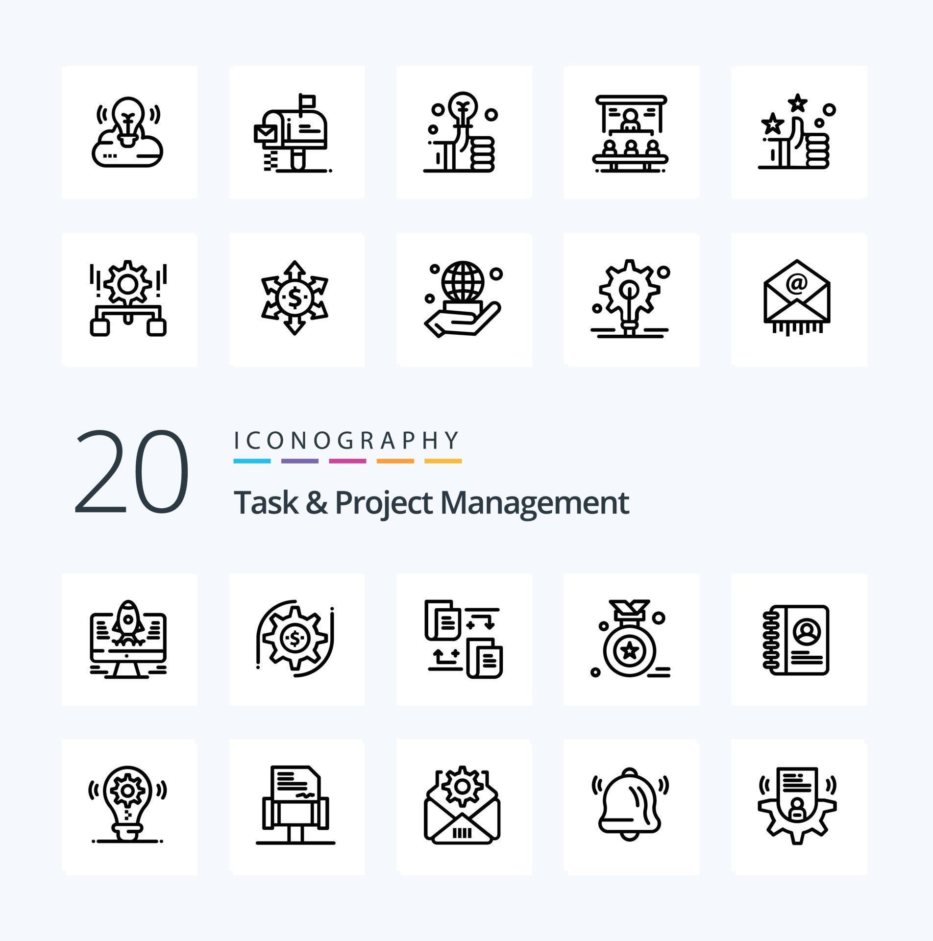 20 Task And Project Management Line icon Pack like award badge money ...