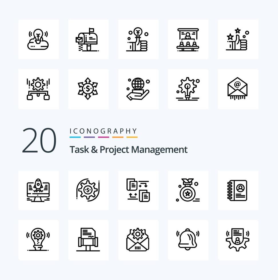 20 Task And Project Management Line icon Pack like award badge money ...