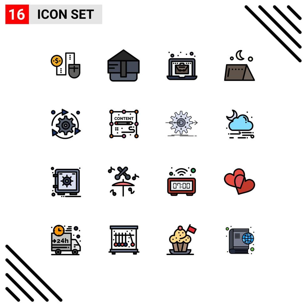 16 User Interface Flat Color Filled Line Pack Of Modern Signs And Symbols Of Arrow Travel Online