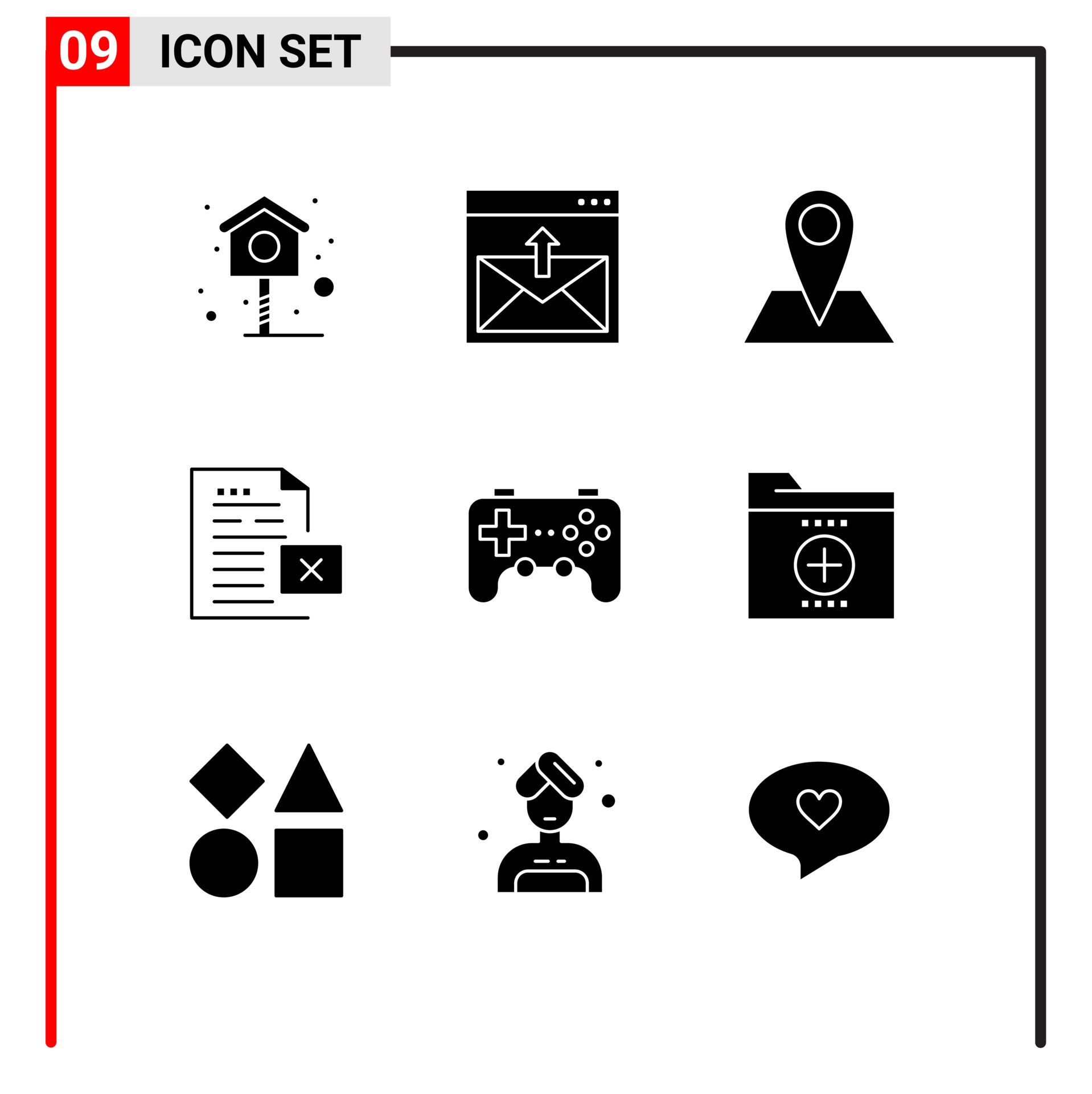 User Interface Pack Of 9 Basic Solid Glyphs Of Controller File Contact Document Data Editable