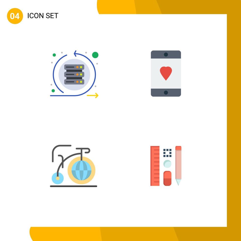 Mobile Interface Flat Icon Set of 4 Pictograms of agile mobile sprint ...