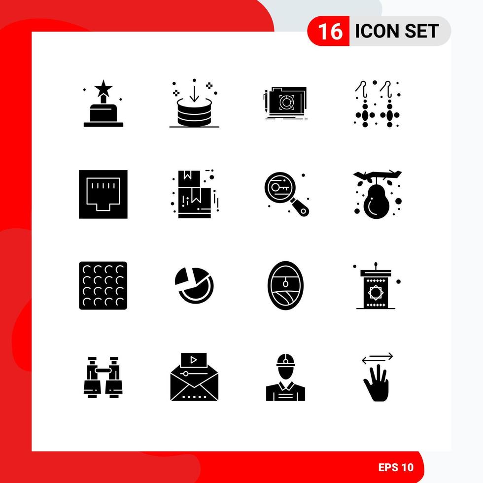 Stock Vector Icon Pack of 16 Line Signs and Symbols for ethernet ...