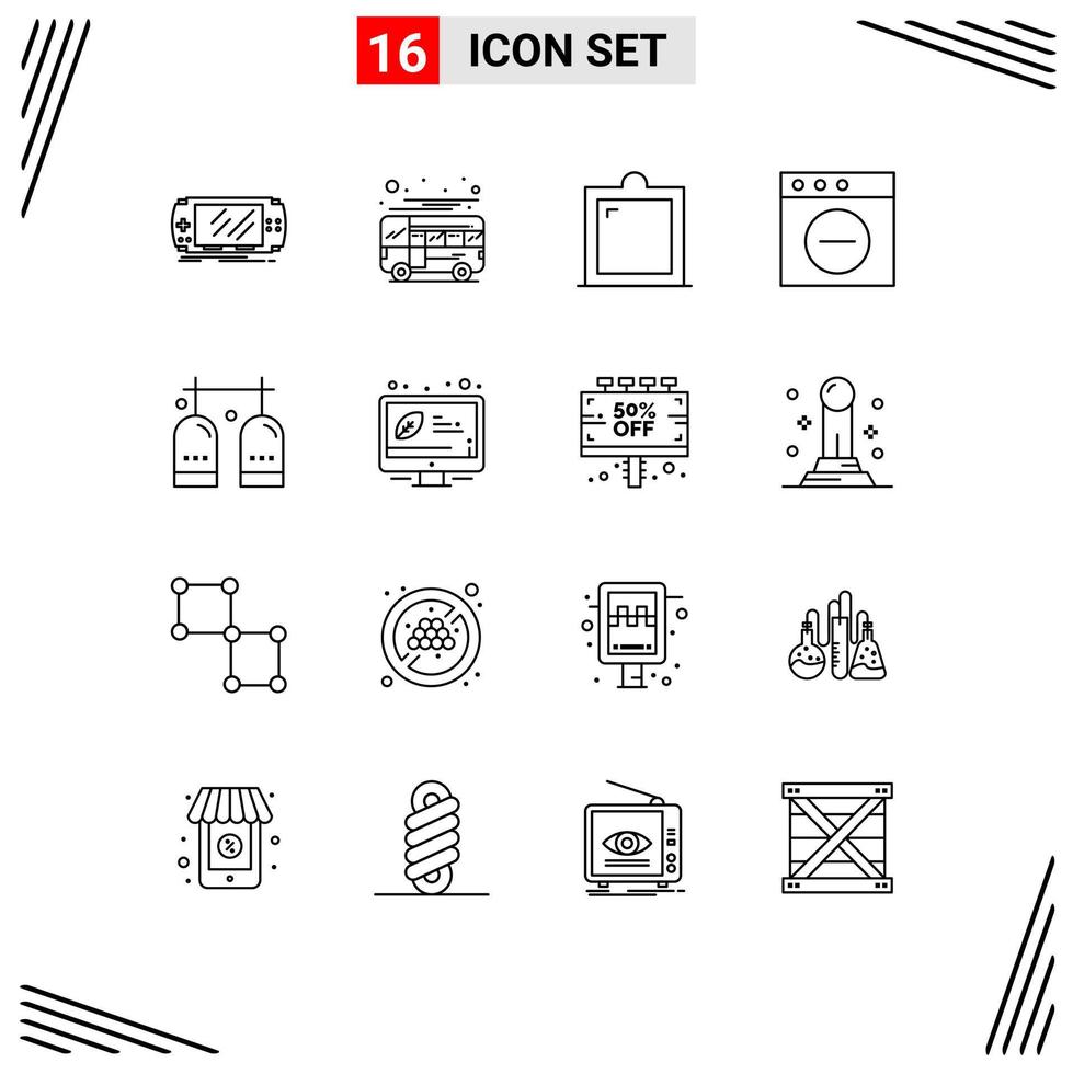 Mobile Interface Outline Set Of 16 Pictograms Of Activities Delete Local App Interior Editable