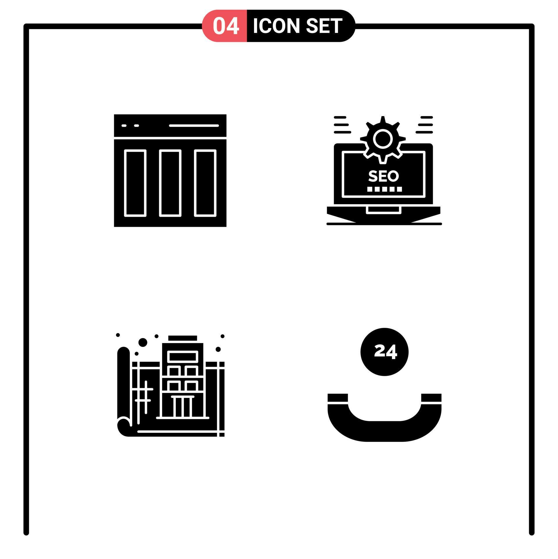 User Interface Pack Of 4 Basic Solid Glyphs Of Columns Configuration Interface Laptop Design