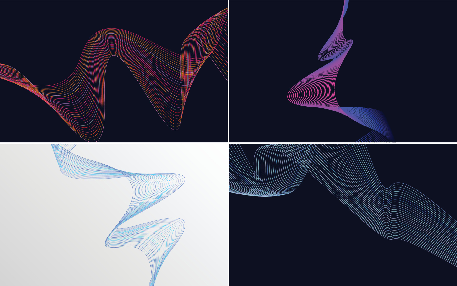 Set Of 4 Geometric Wave Pattern Background Abstract Waving Line 18305553 Vector Art At Vecteezy