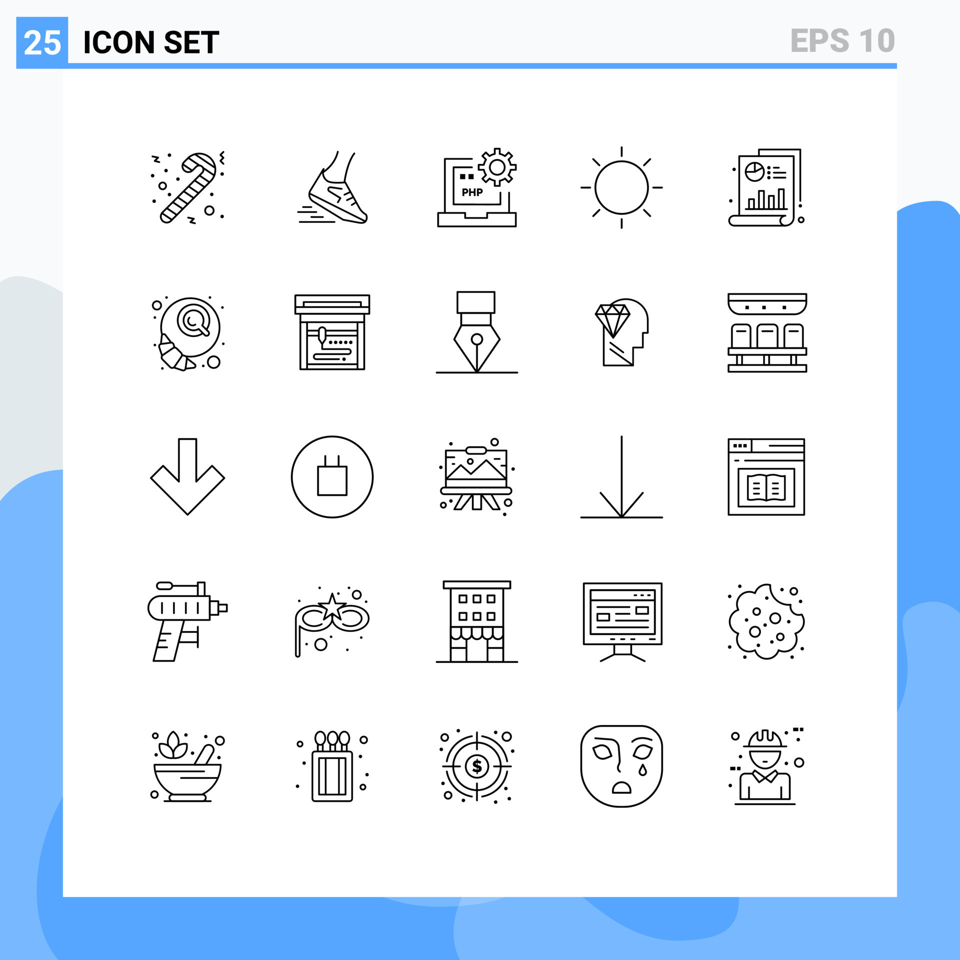 User Interface Pack Of 25 Basic Lines Of Tool Layout Code Interface Laptop Editable Vector