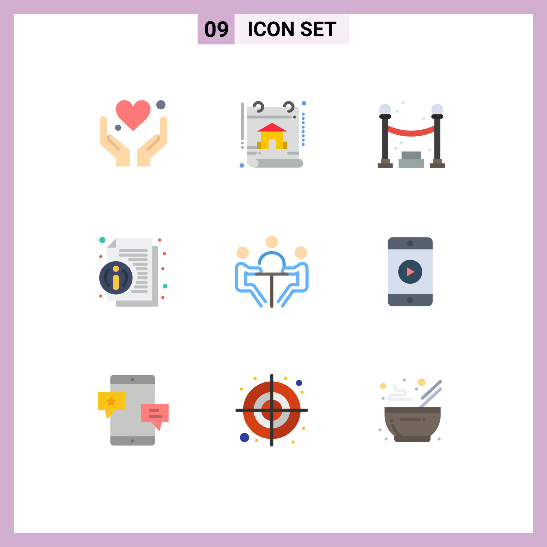 9 User Interface Flat Color Pack of modern Signs and Symbols of ...