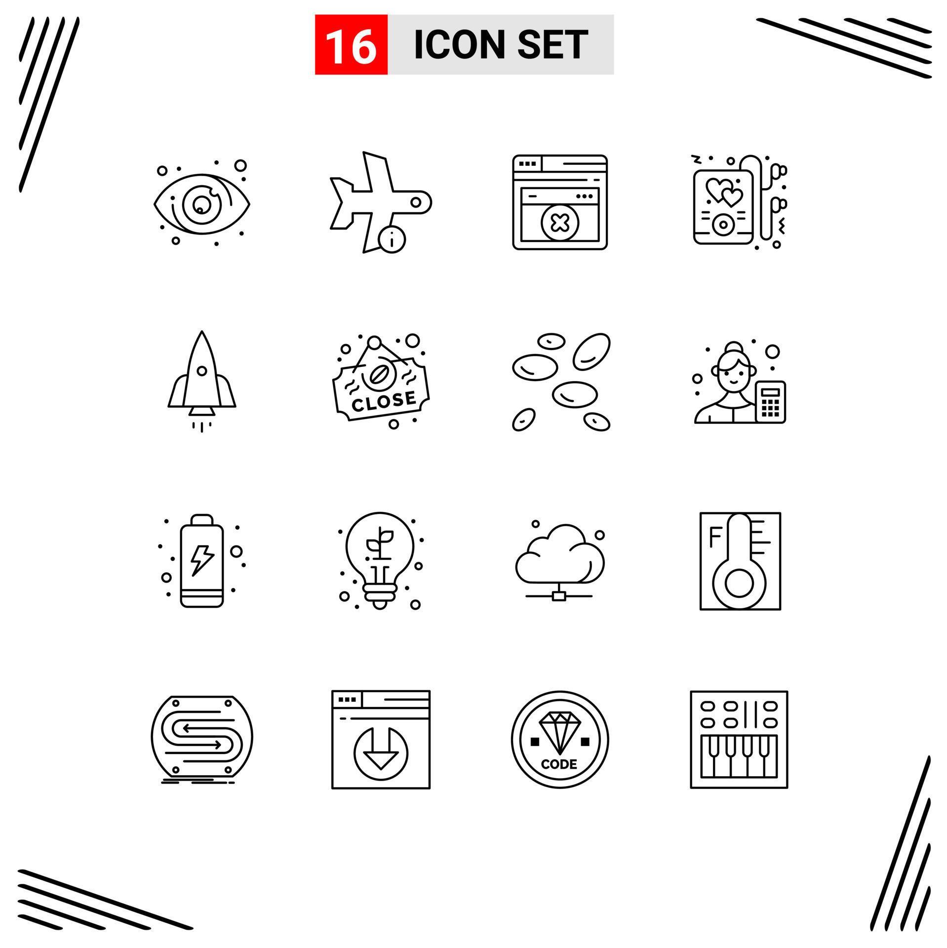 16 User Interface Outline Pack Of Modern Signs And Symbols Of Speedup Rocket Transportation