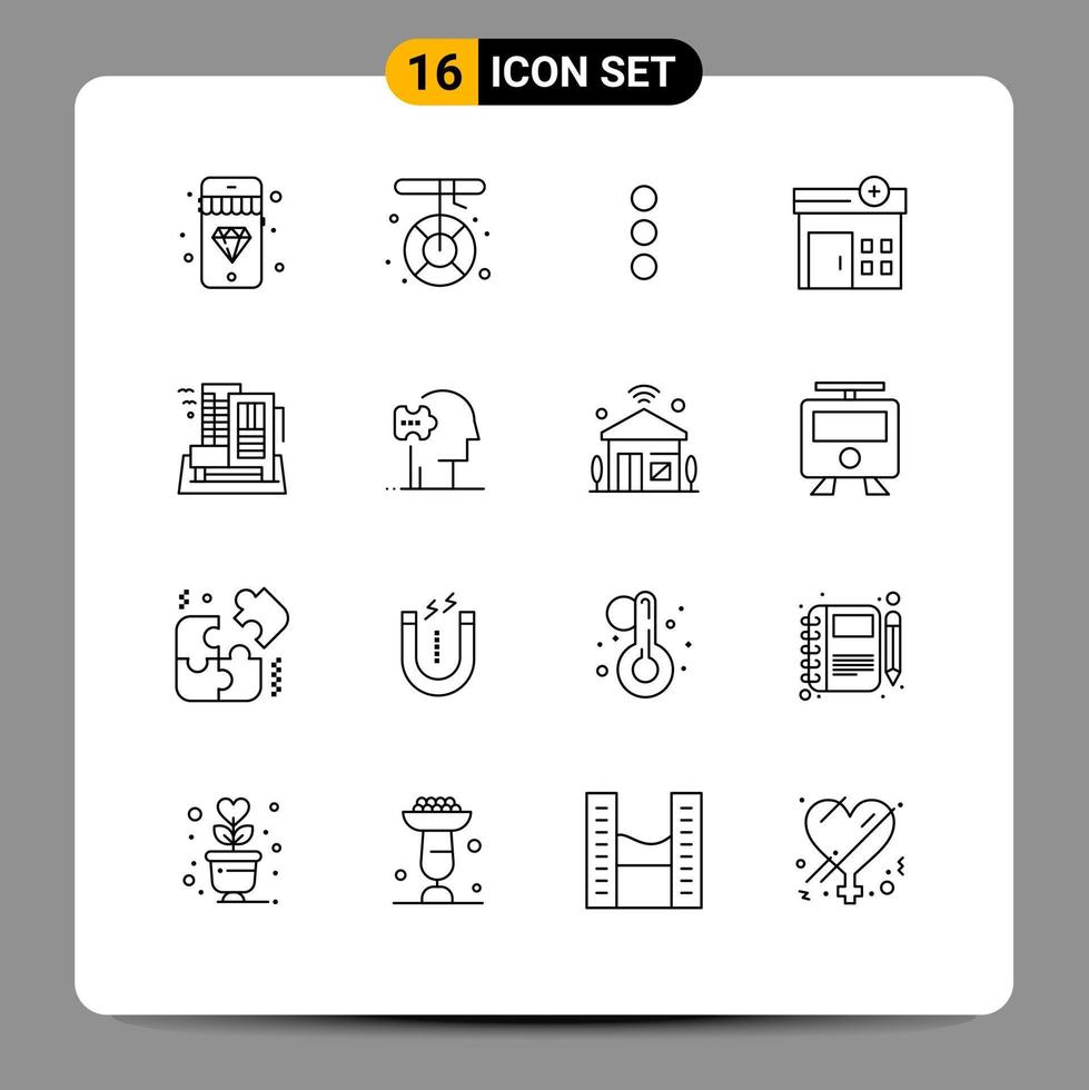 16 User Interface Outline Pack of modern Signs and Symbols of home ...