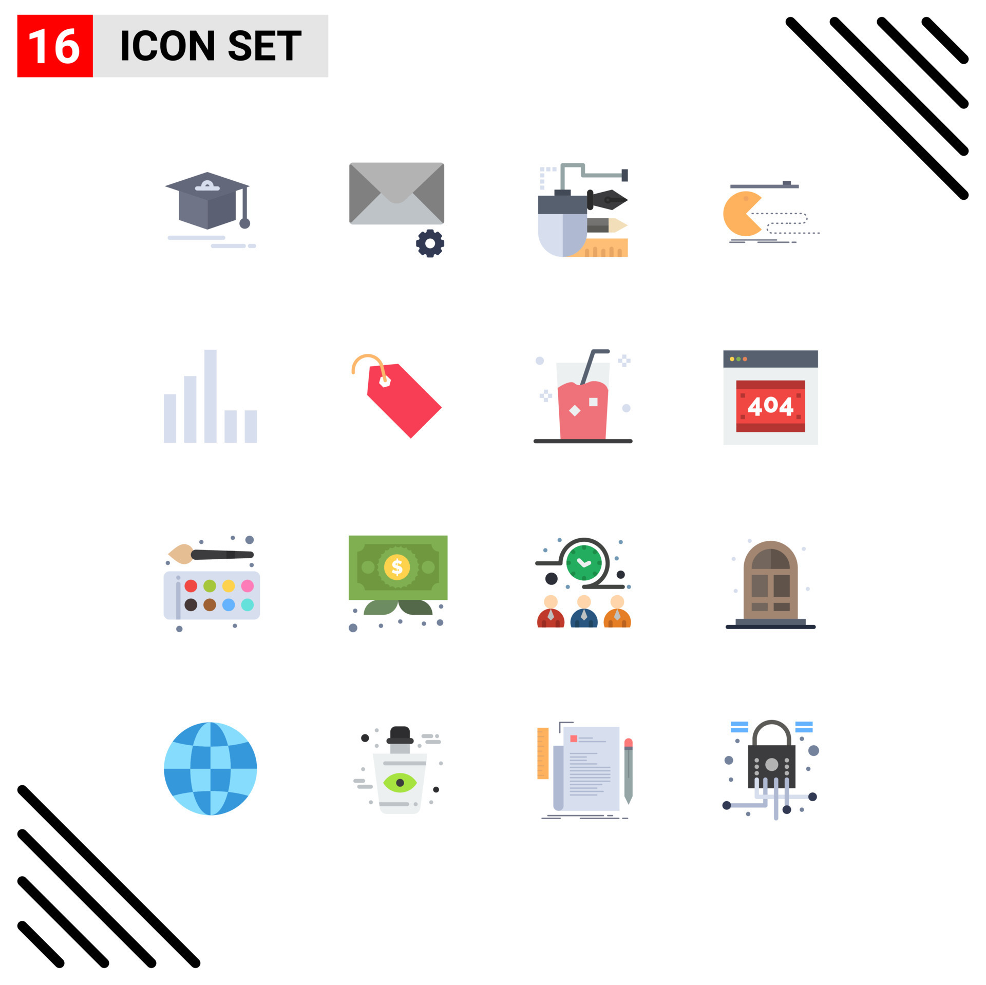 16 Universal Flat Colors Set For Web And Mobile Applications Phone Pacman Pen Gaming Computer