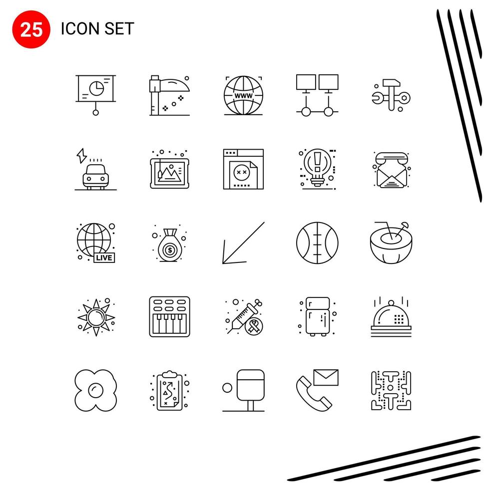 User Interface Pack of 25 Basic Lines of databases server web network ...