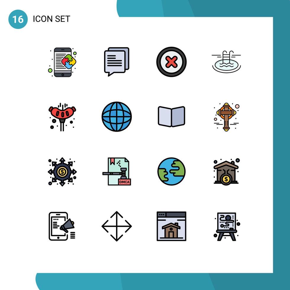 16 User Interface Flat Color Filled Line Pack of modern Signs and ...