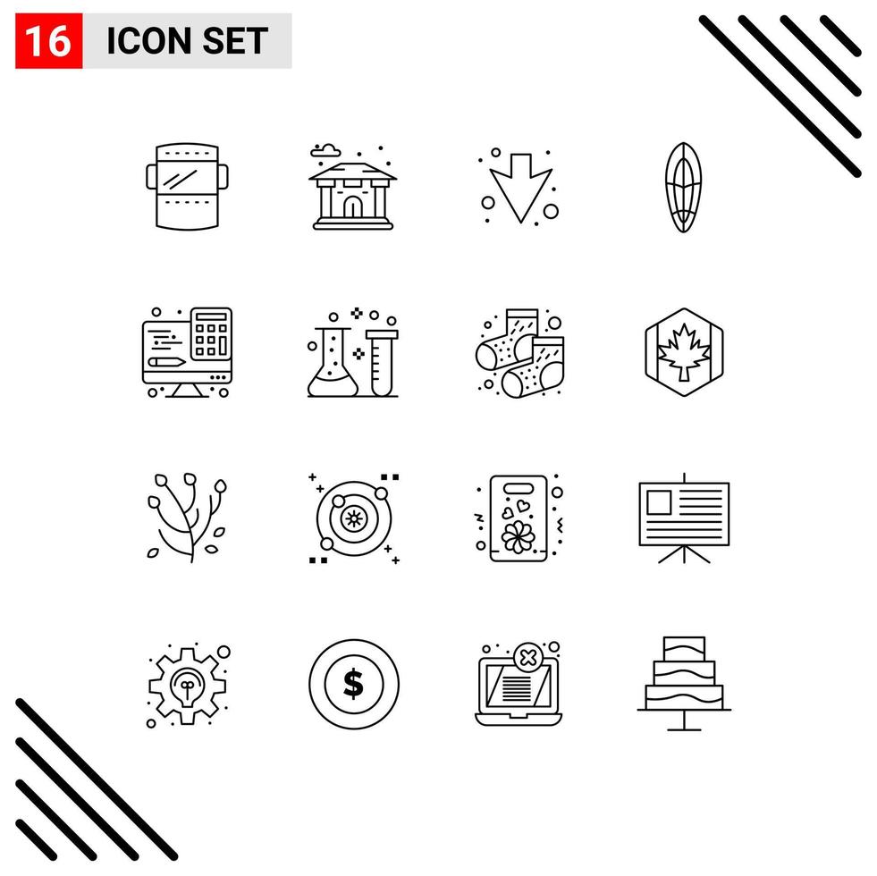 Stock Vector Icon Pack of 16 Line Signs and Symbols for technology ...