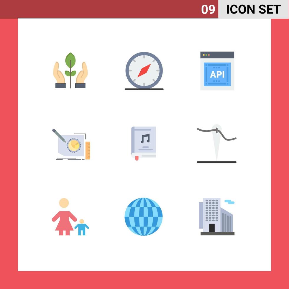 Pack Of 9 Creative Flat Colors Of Text Frame Navigation Design Software Editable Vector Design