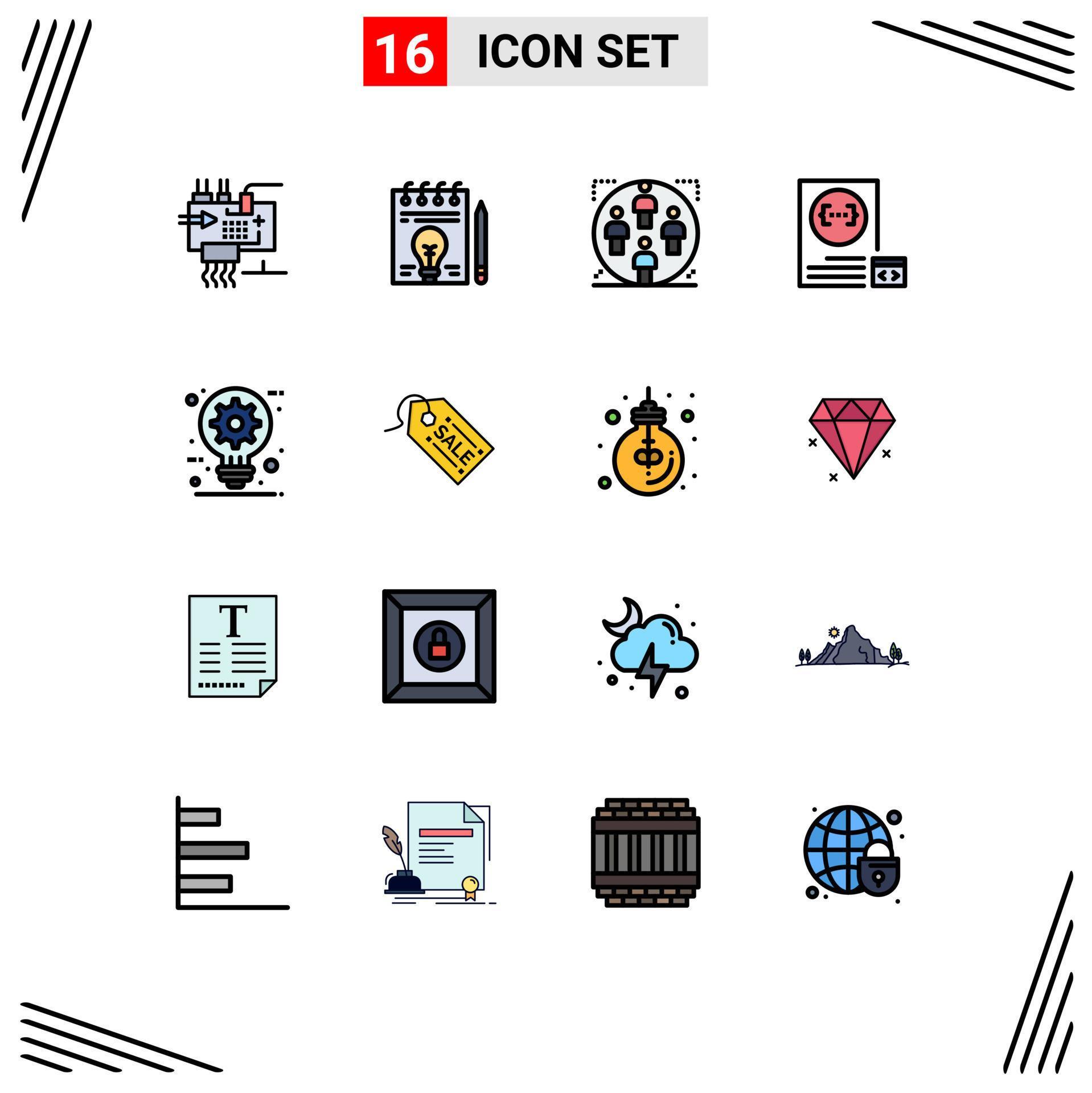 Set Of 16 Vector Flat Color Filled Lines On Grid For Development Coding Pen App Man Editable