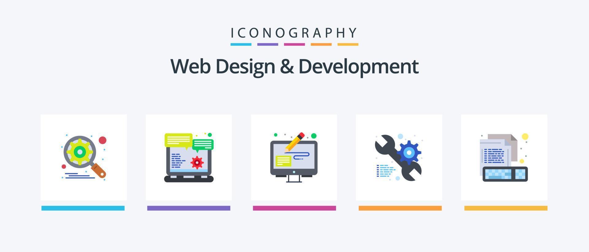 Web Design And Development Flat 5 Icon Pack Including coding. web. setting. pen. Creative Icons ...