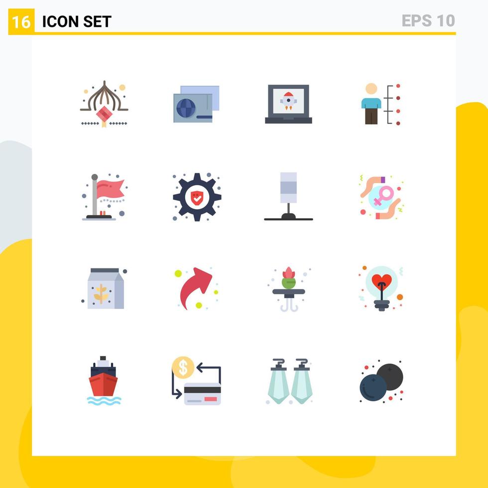 16 Universal Flat Colors Set For Web And Mobile Applications Man Employee Shopping Abilities