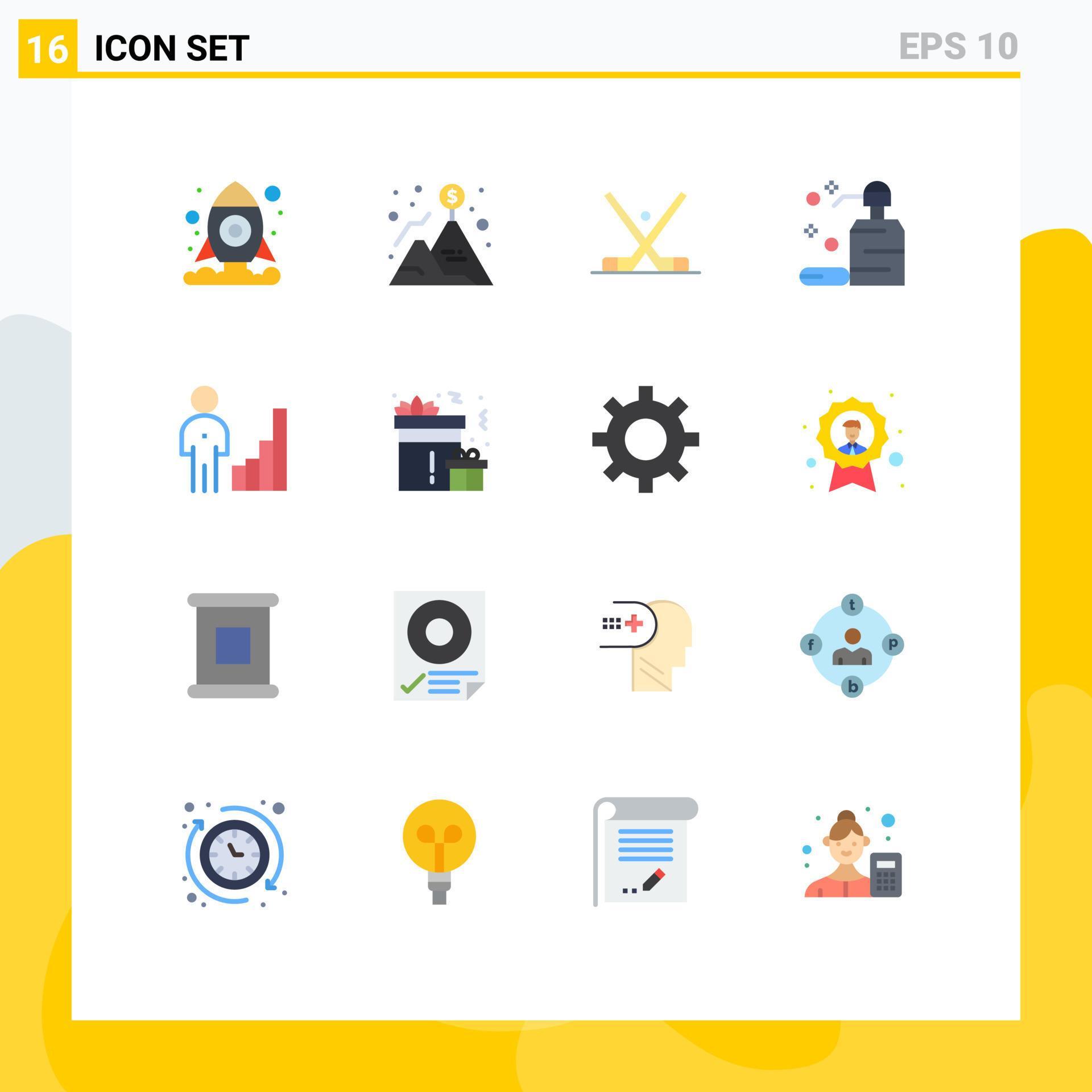 Editable Vector Line Pack Of 16 Simple Flat Colors Of Analytics Skin Emblem Clean Sticks