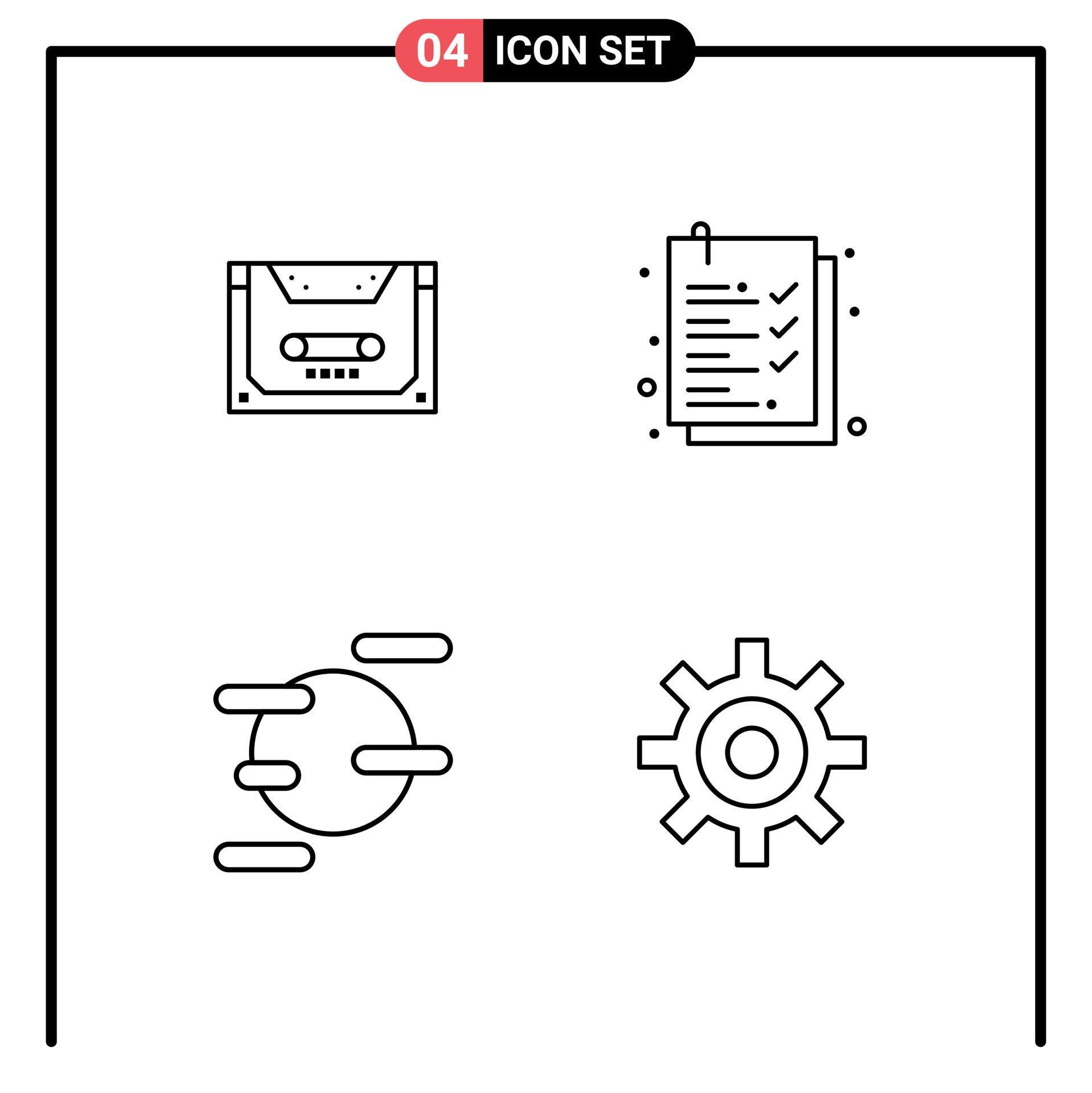 4 Creative Icons Modern Signs and Symbols of analog space compact clipboard gear Editable Vector ...