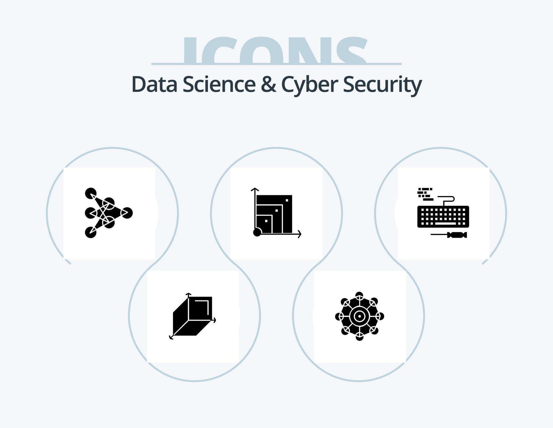 Data Science And Cyber Security Glyph Icon Pack 5 Icon Design Keyboard Scince Learning