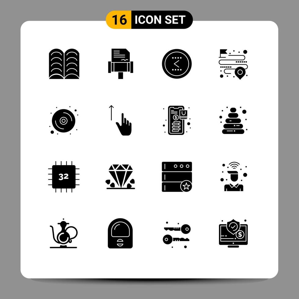 Set Of 16 Modern Ui Icons Symbols Signs For Disk Computer Interface Route Location Editable