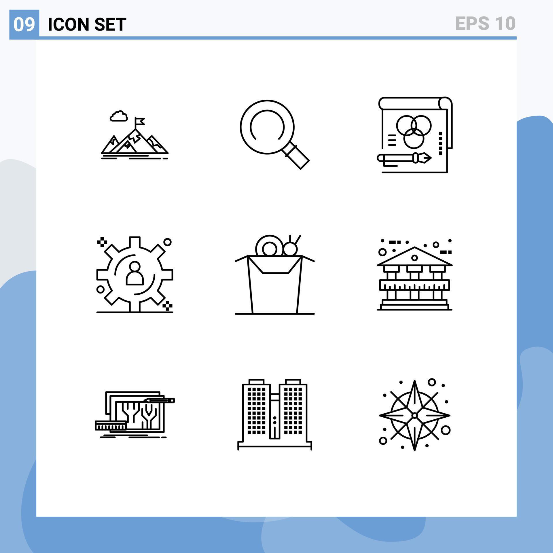 Stock Vector Icon Pack of 9 Line Signs and Symbols for data management ...