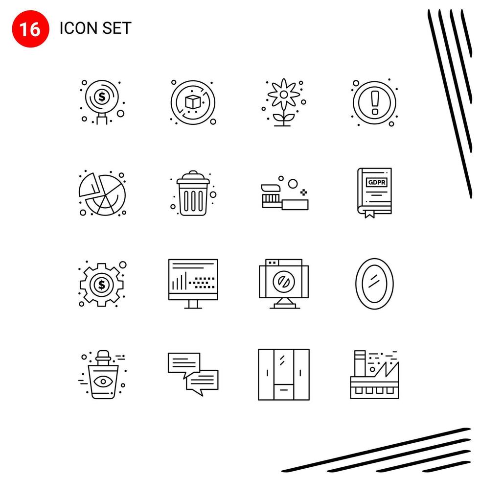 16 User Interface Outline Pack of modern Signs and Symbols of pie user ...