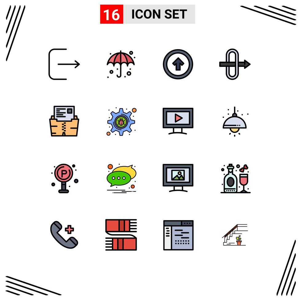 16 Universal Flat Color Filled Line Signs Symbols Of File Data Button