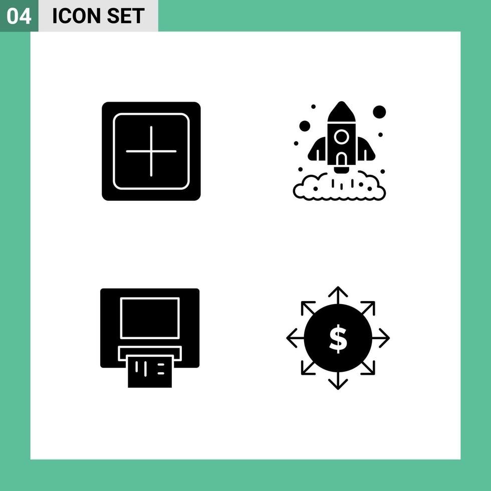 Set of 4 Modern UI Icons Symbols Signs for add startup new chart card ...
