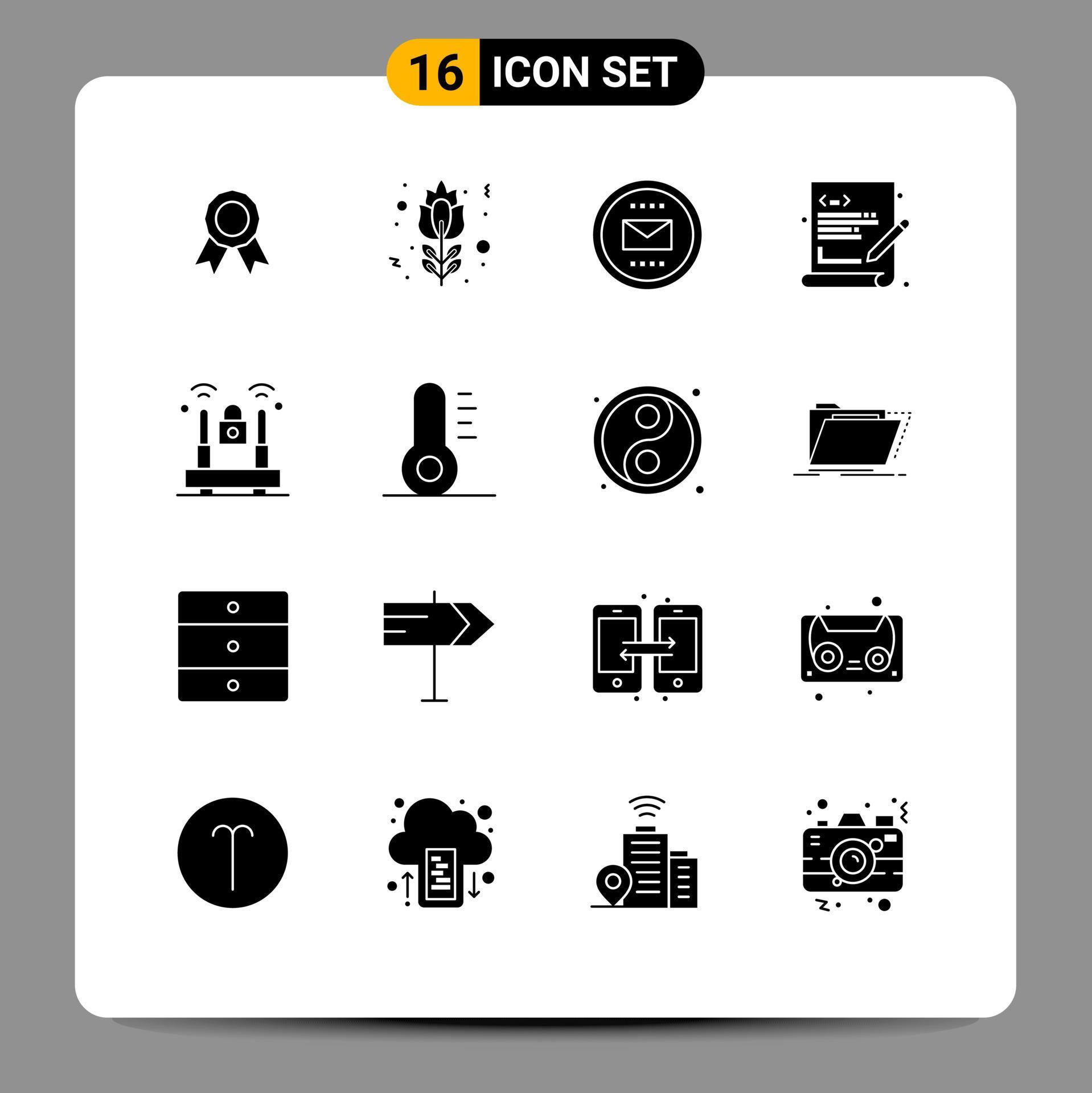 16 Universal Solid Glyph Signs Symbols of crime programming basic ...