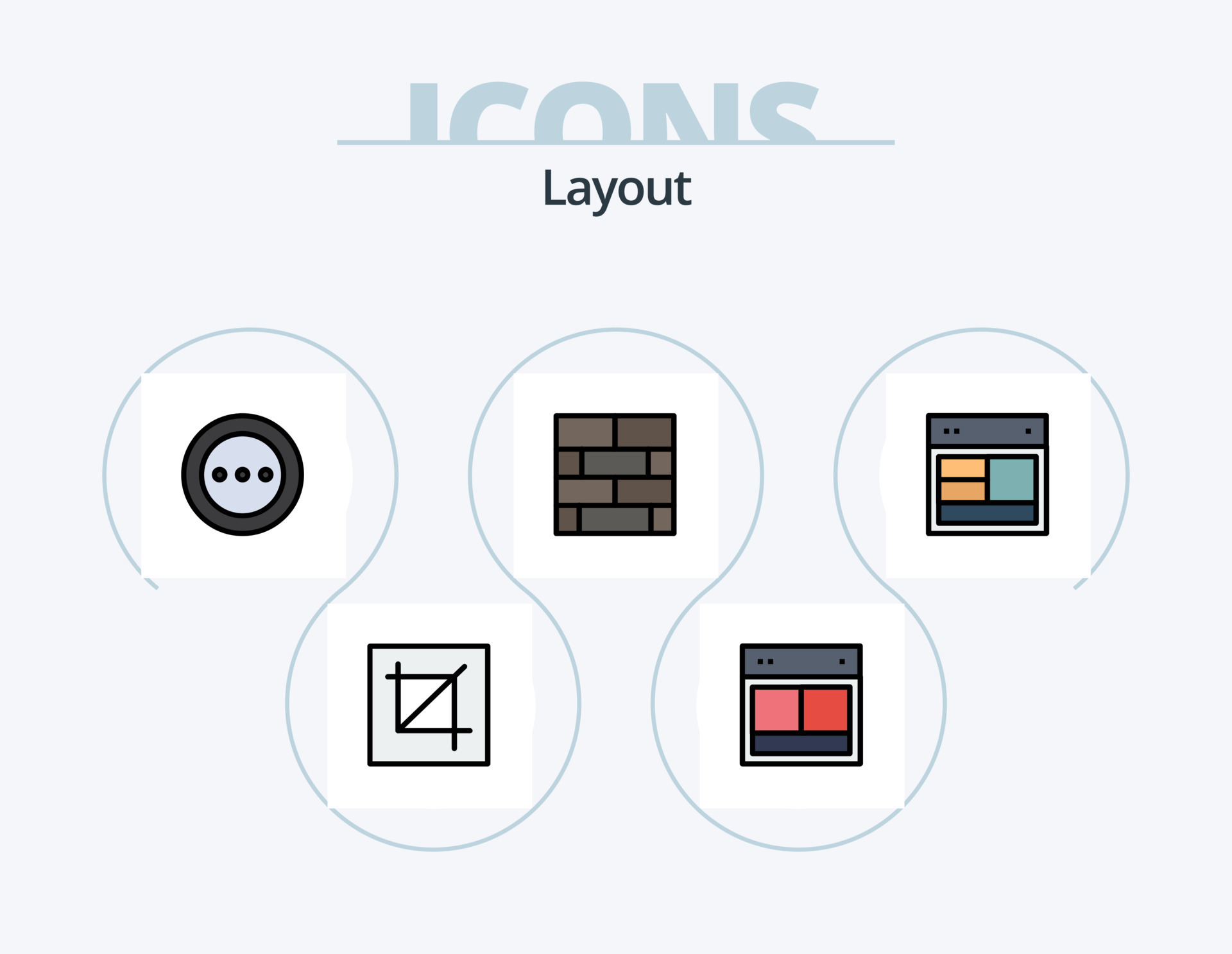 Layout Line Filled Icon Pack 5 Icon Design. layout. chart. order. website. site 18314850 Vector ...
