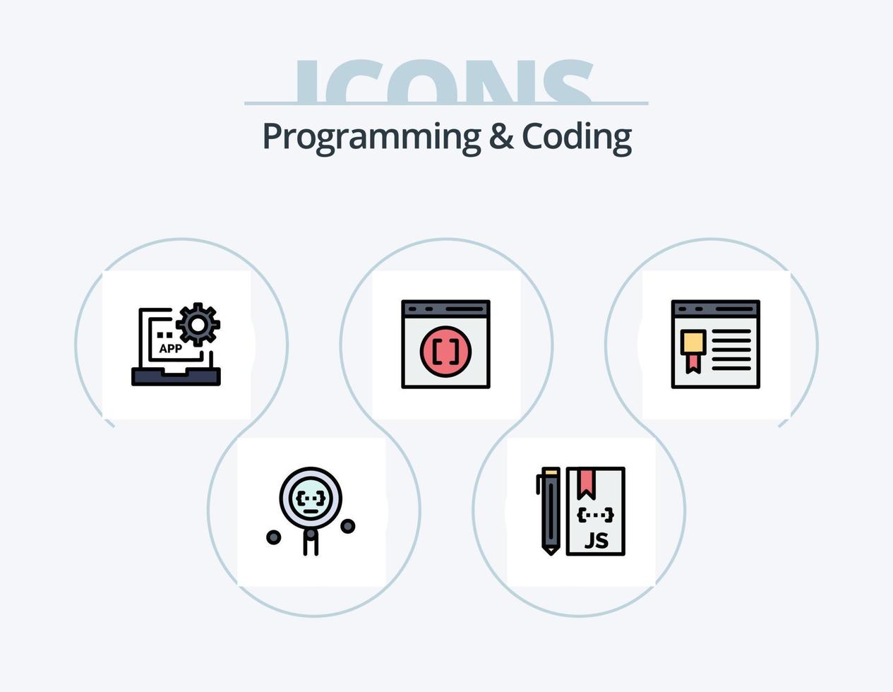 Programming And Coding Line Filled Icon Pack 5 Icon Design Development Coding Programming