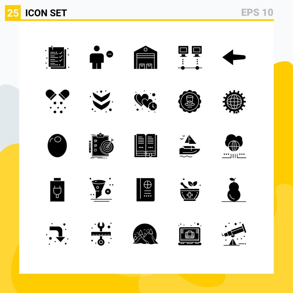 25 User Interface Solid Glyph Pack Of Modern Signs And Symbols Of Pc Devices Delivery Connection