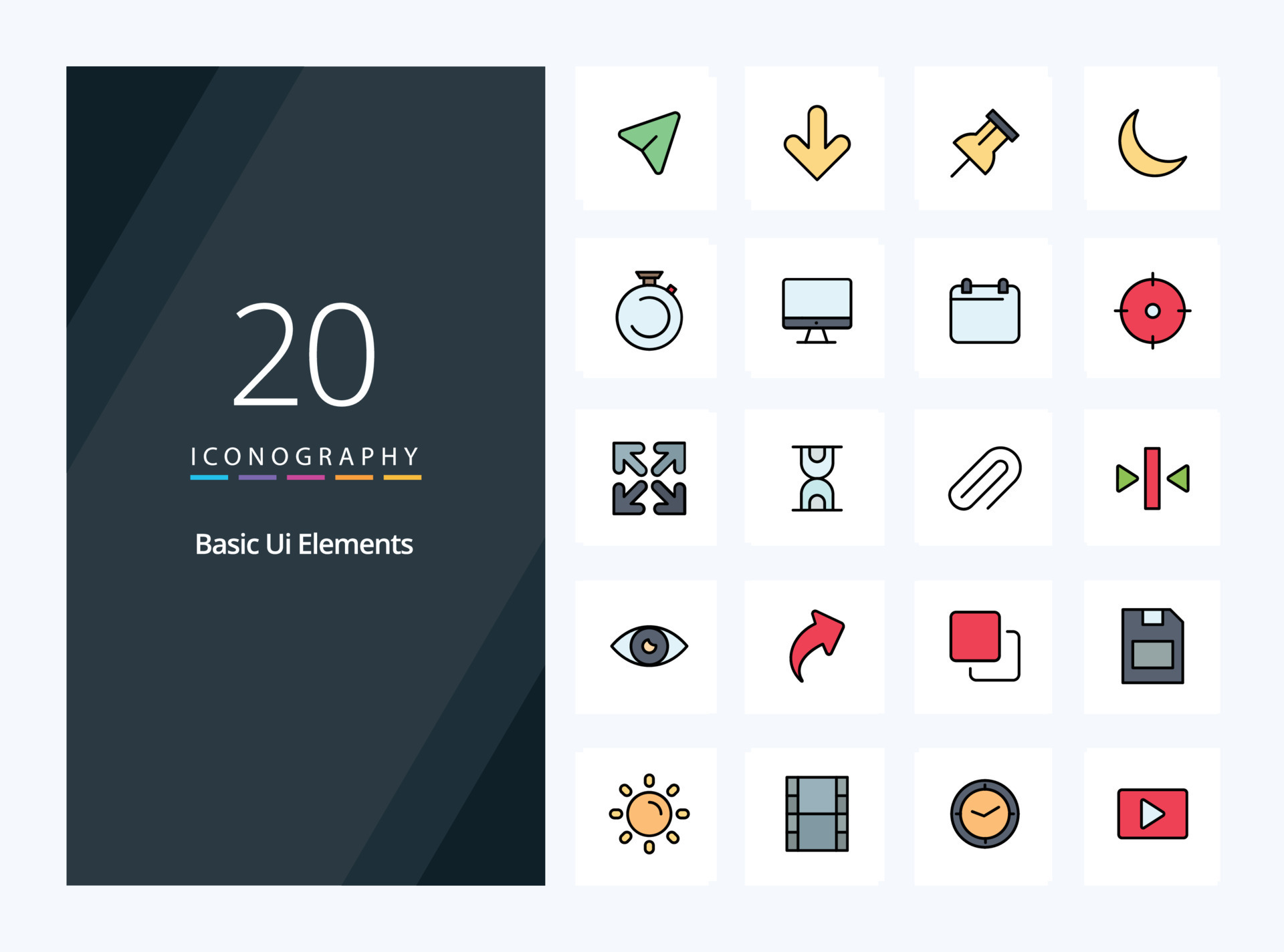 20 Basic Ui Elements line Filled icon for presentation 18317029 Vector Art at Vecteezy