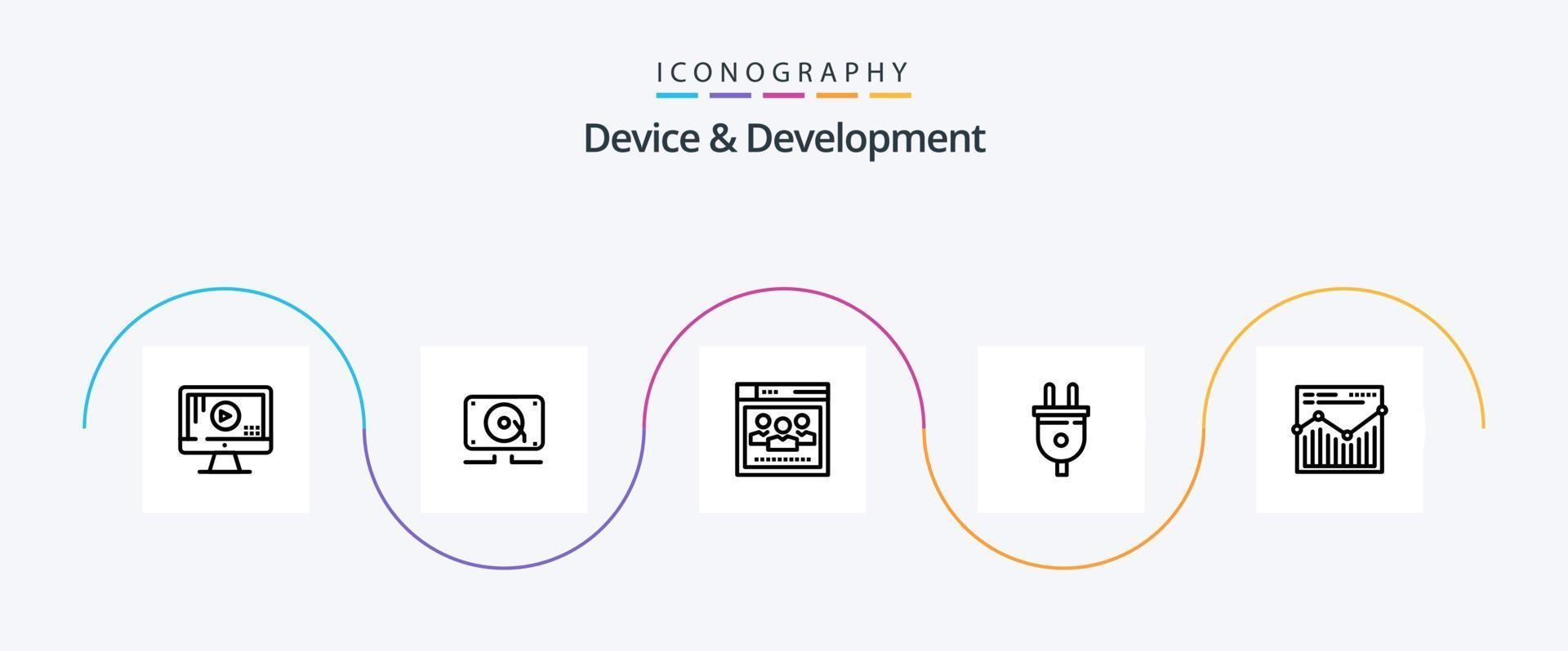 Device And Development Line 5 Icon Pack Including web. power plug. browser. power. electric ...