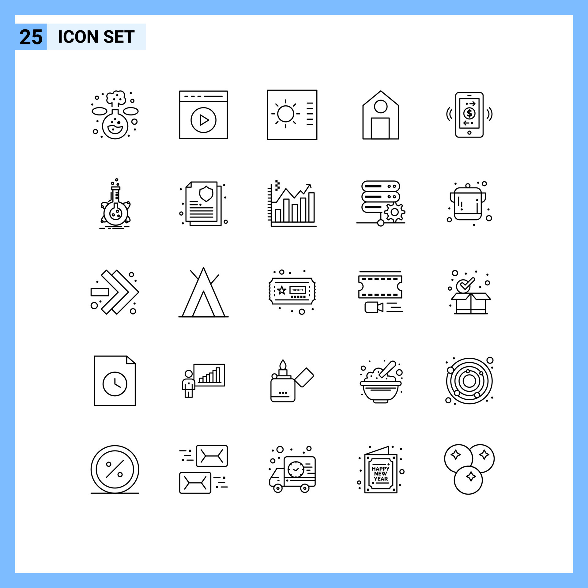 Mobile Interface Line Set Of 25 Pictograms Of Internet Of Things Connections Control Science