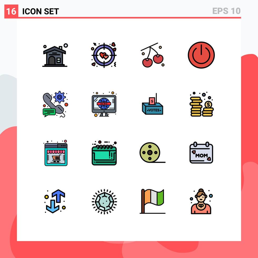 16 Universal Flat Color Filled Line Signs Symbols Of Preference Call Healthy Ui On Editable