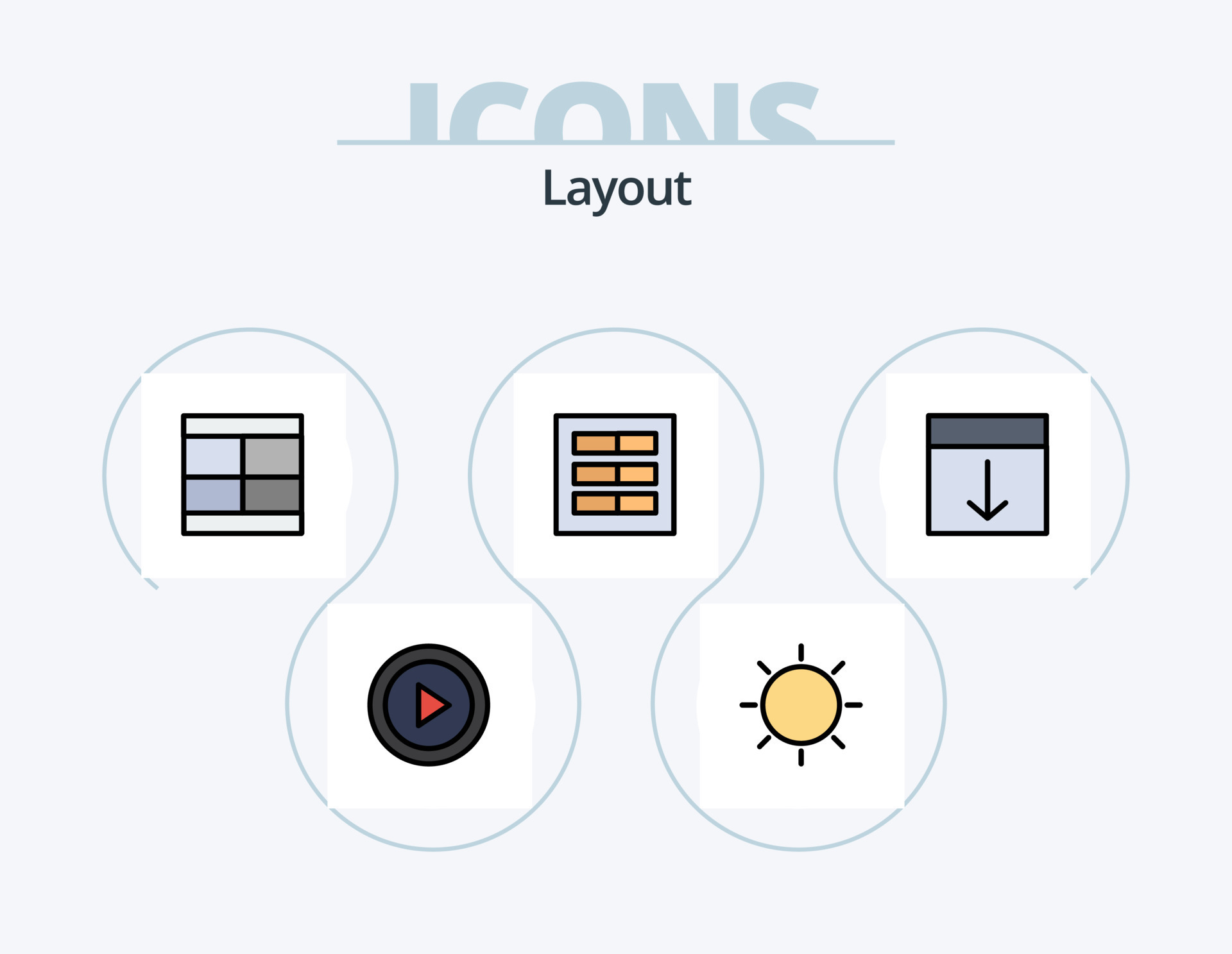 Layout Line Filled Icon Pack 5 Icon Design. draw. create. layout. two. layout 18318776 Vector ...