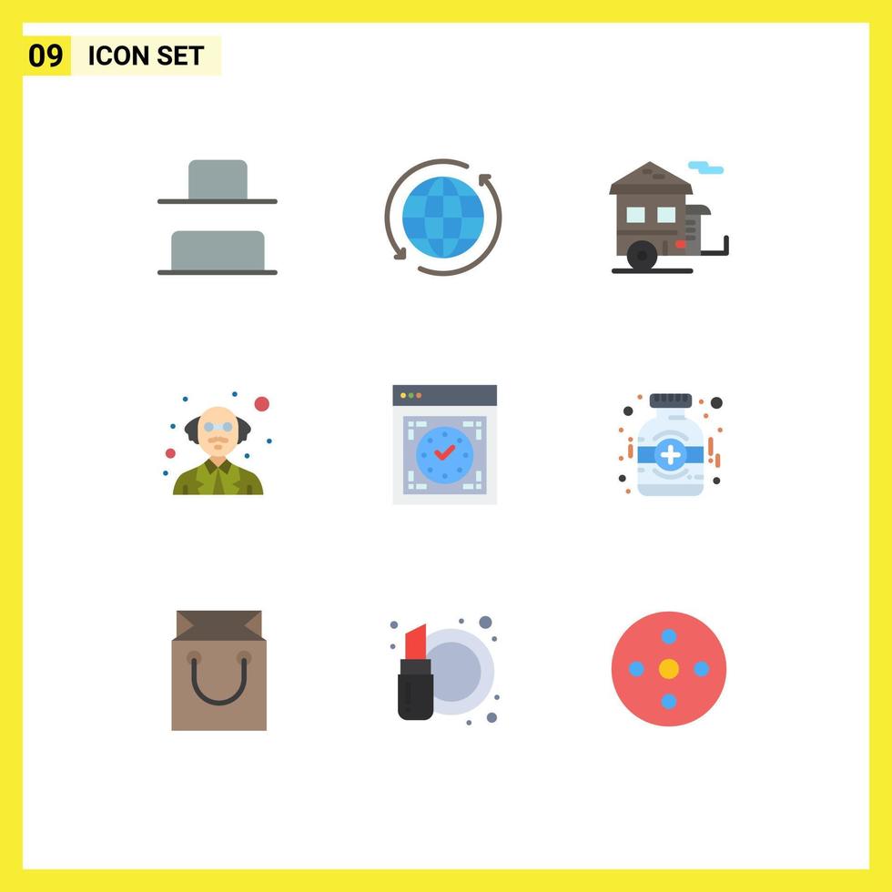 9 Thematic Vector Flat Colors And Editable Symbols Of Development