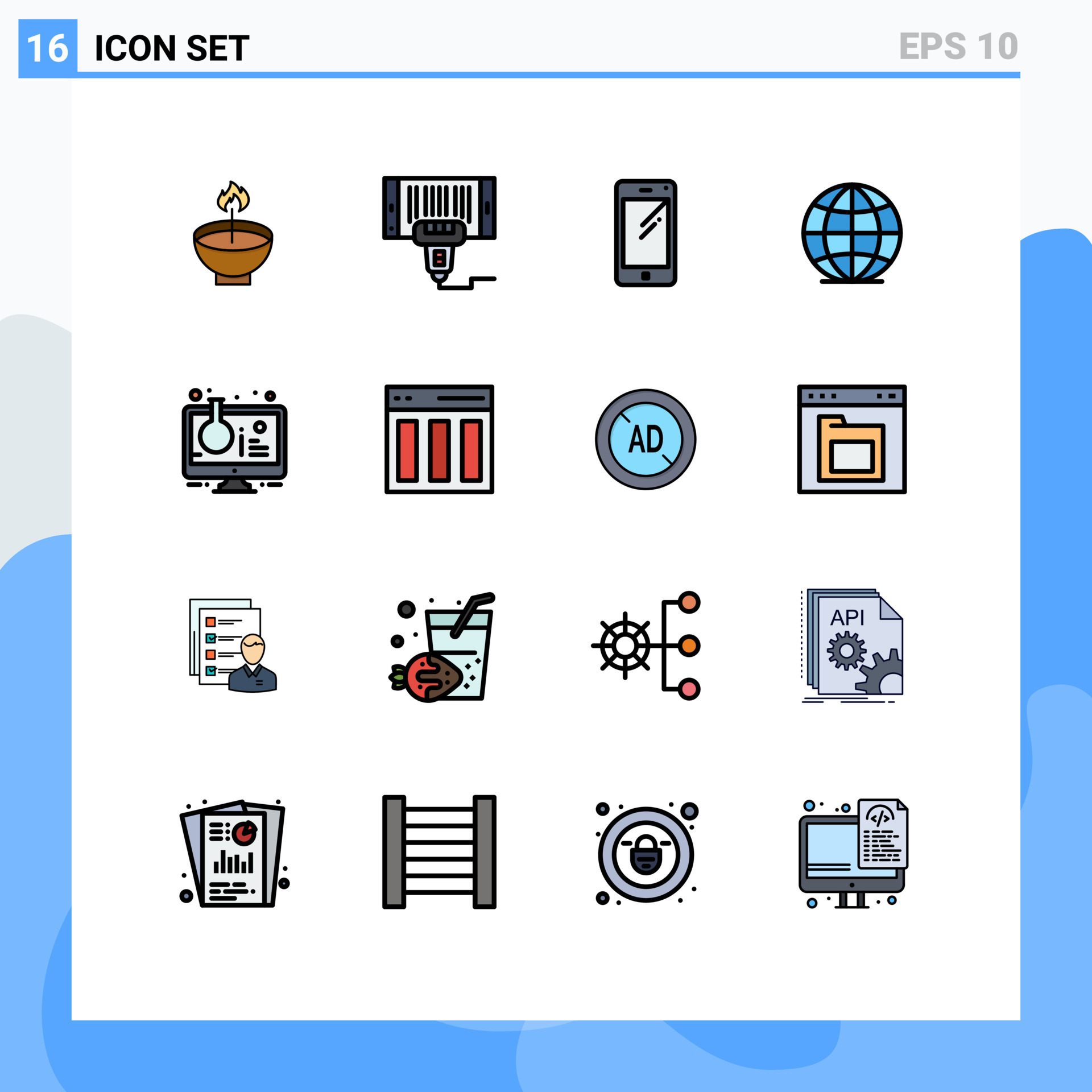 Set of 16 Modern UI Icons Symbols Signs for global huawei machine mobile phone Editable Creative ...