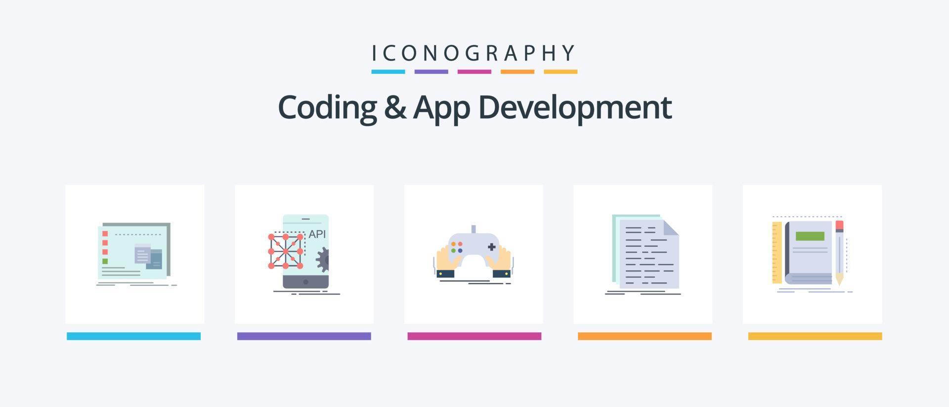 Coding And App Development Flat 5 Icon Pack Including Coding Development App Mobile Creative