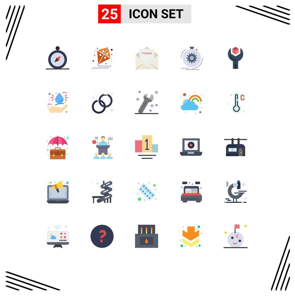 Mobile Interface Flat Color Set Of 25 Pictograms Of Develop Speed Message Process Fast Editable