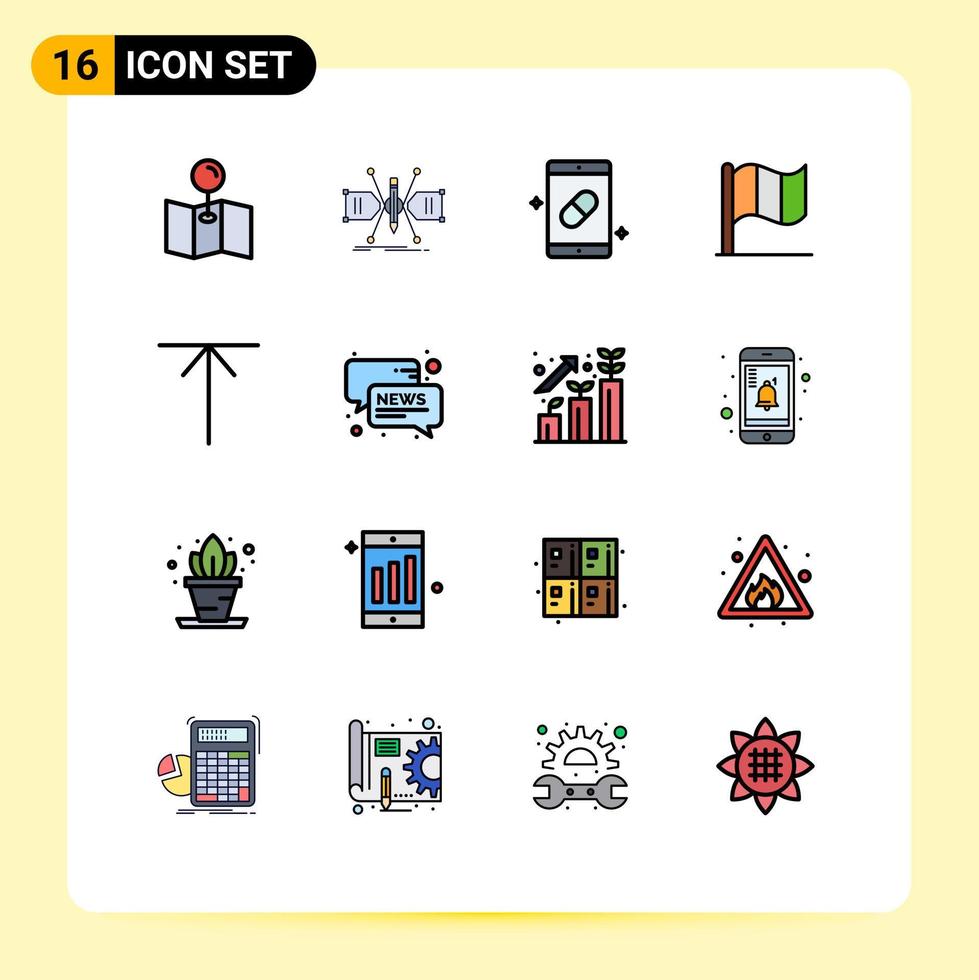 Pictogram Set of 16 Simple Flat Color Filled Lines of up arrow health irish flag Editable ...