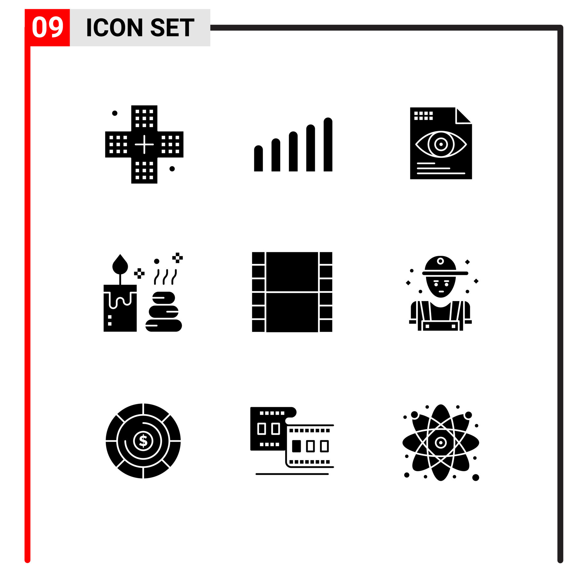 User Interface Pack Of 9 Basic Solid Glyphs Of Man Strip Text Film Element Editable Vector