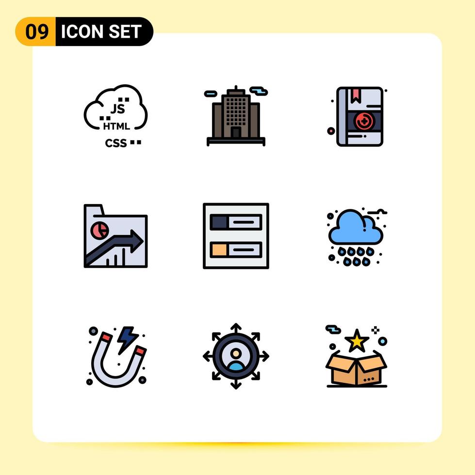 9 Thematic Vector Filledline Flat Colors And Editable Symbols Of Grid Report Medical Graph Data