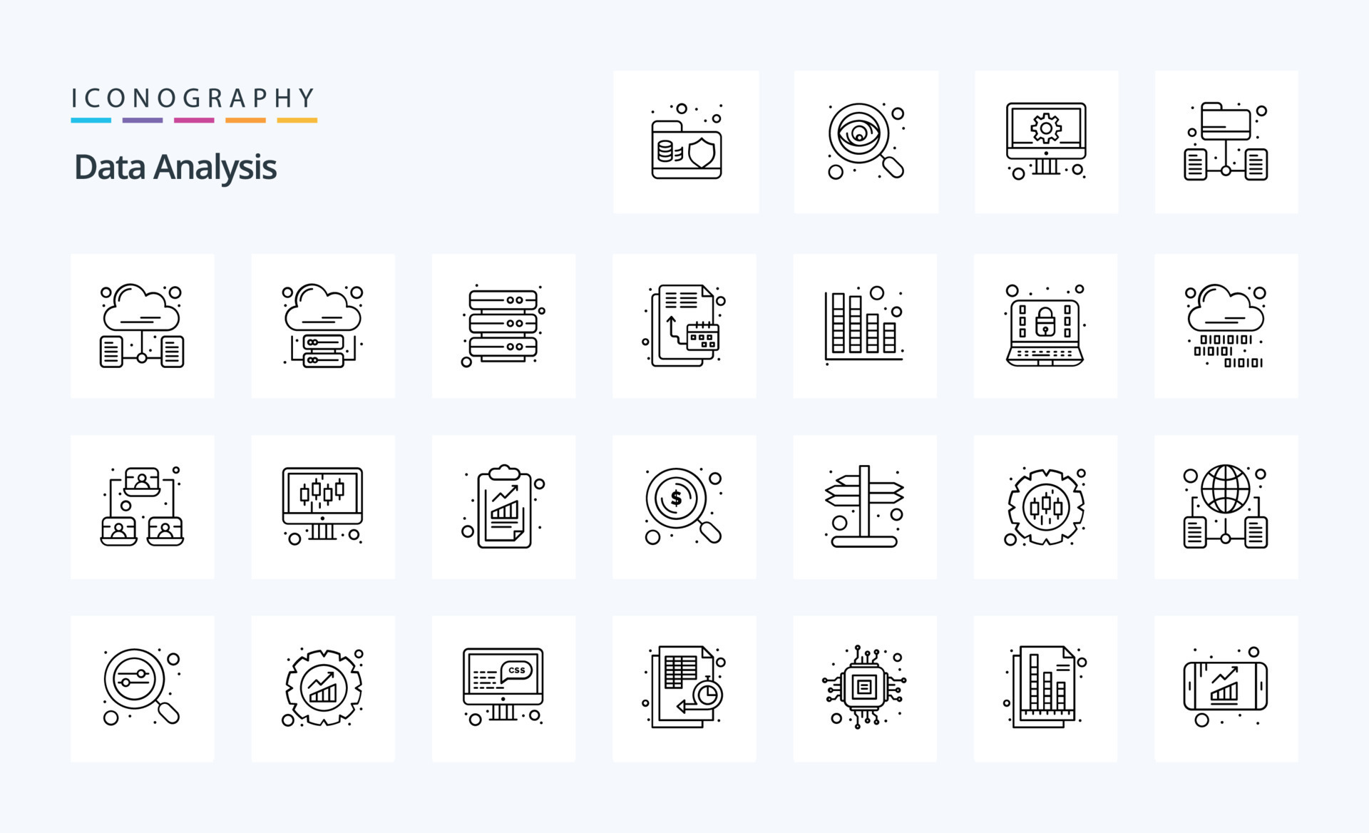 25 Data Analysis Line Icon Pack 18353706 Vector Art At Vecteezy