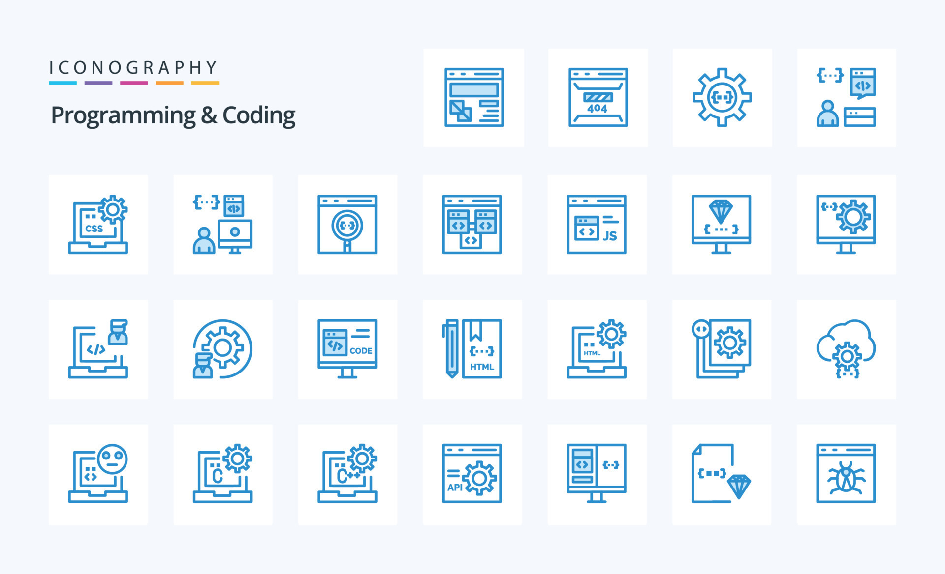 25 Programming And Coding Blue icon pack 18385568 Vector Art at Vecteezy