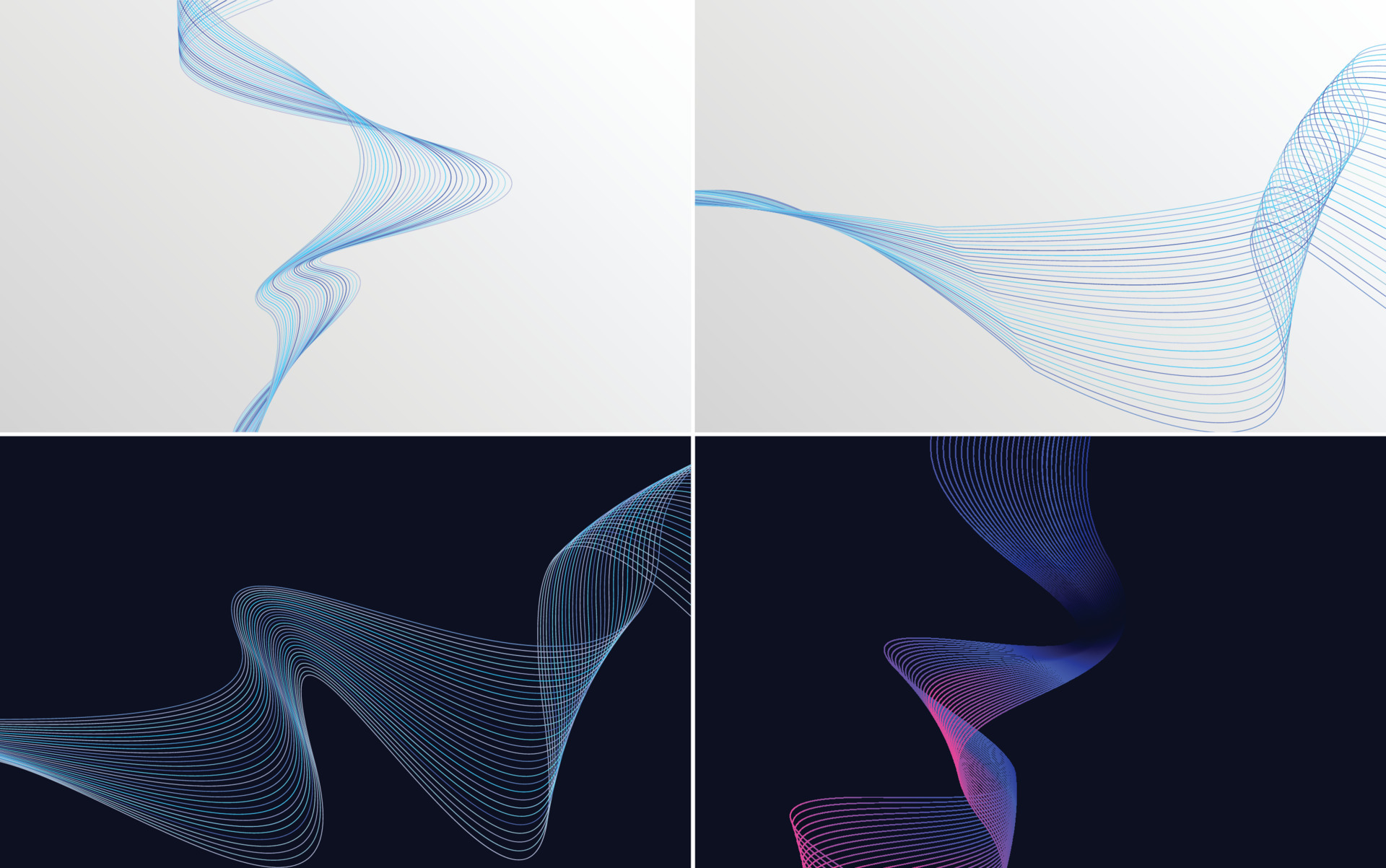 Set Of 4 Geometric Wave Pattern Background Abstract Waving Line 18443715 Vector Art At Vecteezy