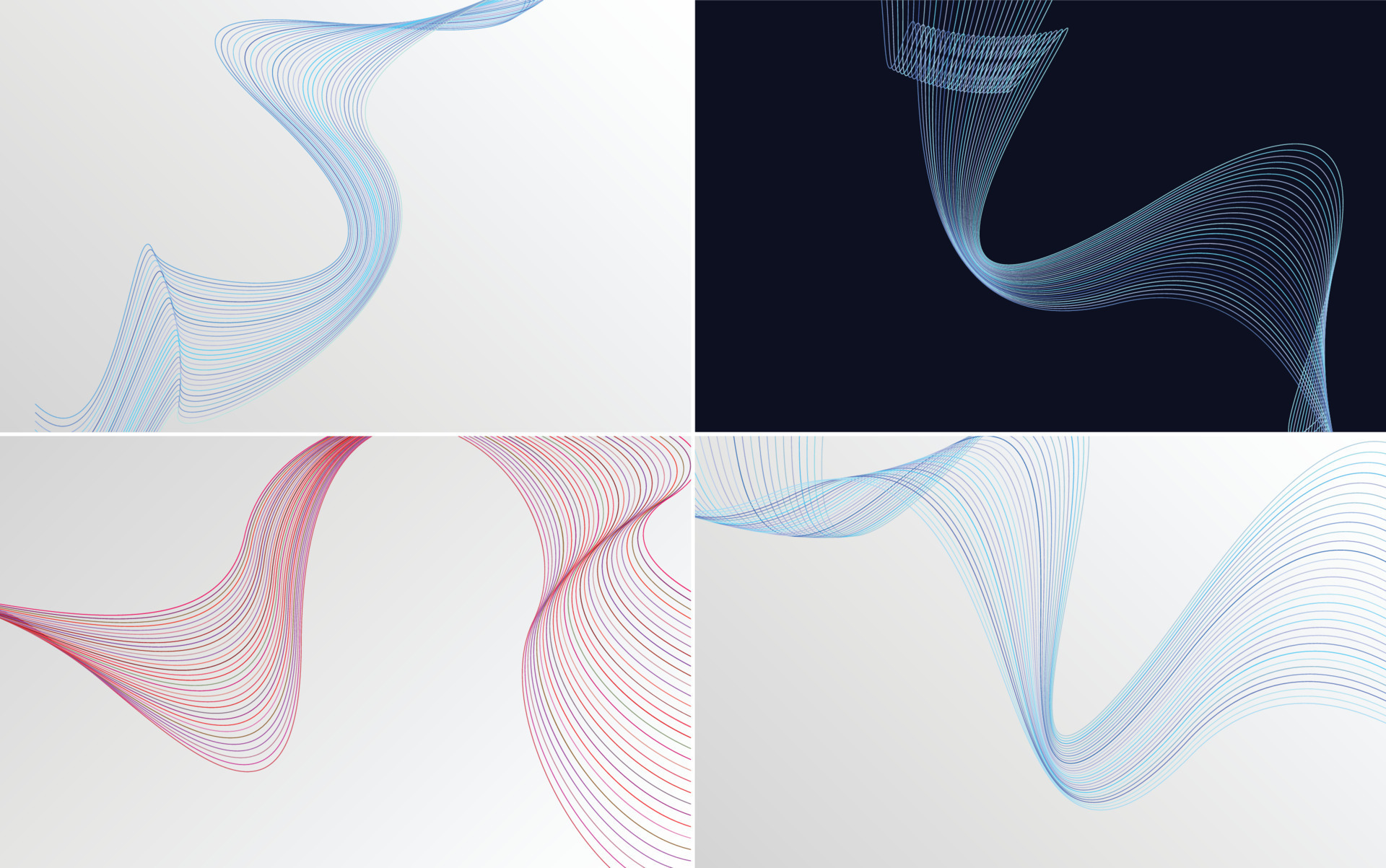 Set Of 4 Geometric Wave Pattern Background Abstract Waving Line 18465439 Vector Art At Vecteezy