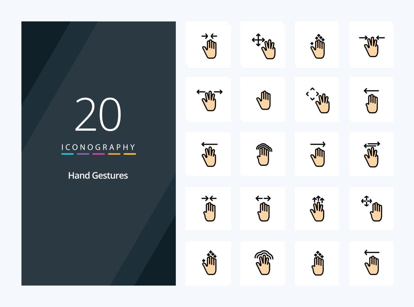 20 Hand Gestures line Filled icon for presentation 18488795 Vector Art ... 20 Hand Gestures line Filled icon for presentation 18488795 Vector Art ...